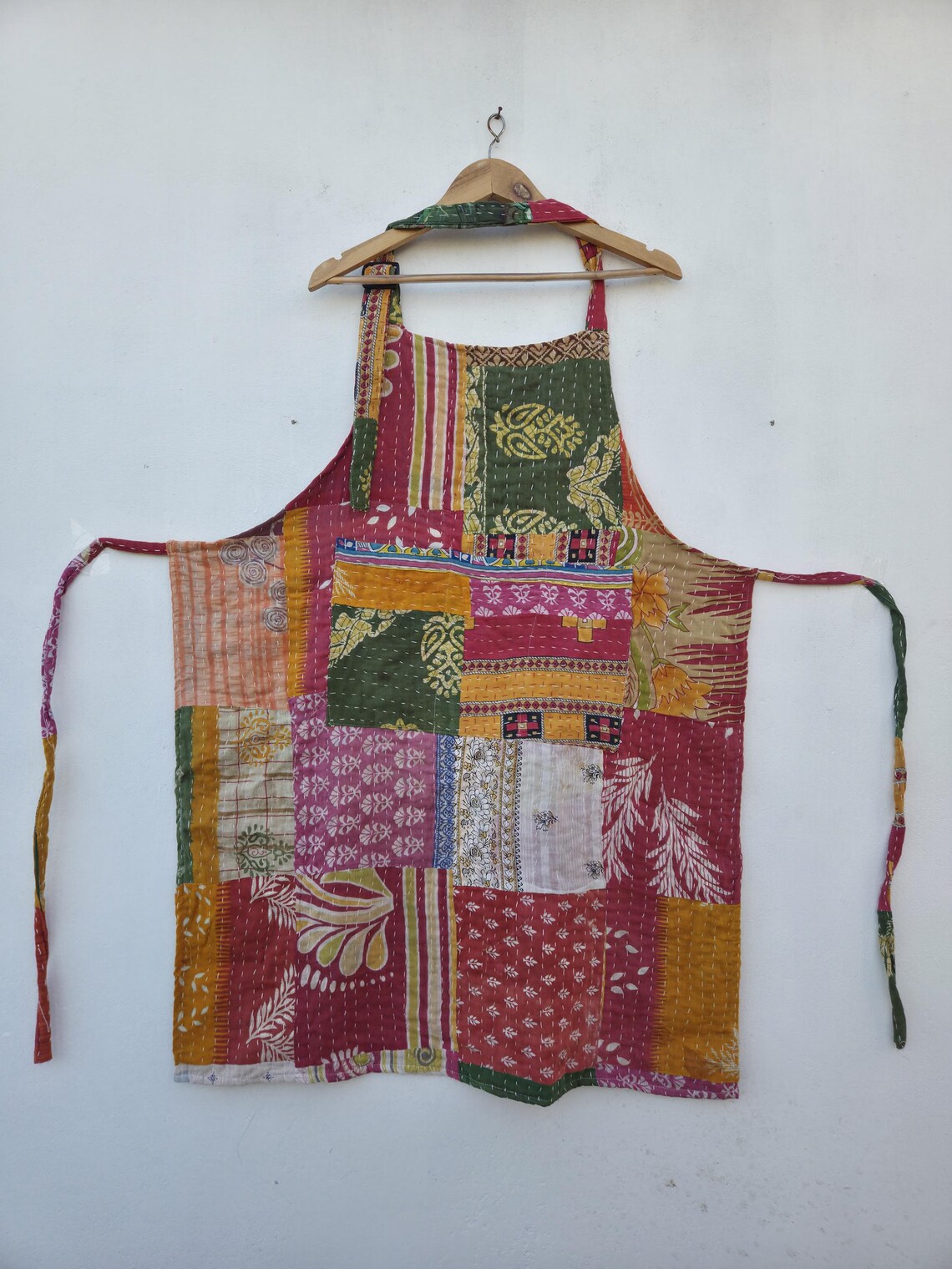Patchwork Kantha Upcycled Cotton Apron | Colorful Boho Kitchen Wear ...