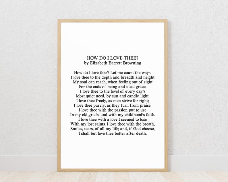 How Do I Love Thee by Elizabeth Barrett Browning, Sonnet 43, Poetry ...
