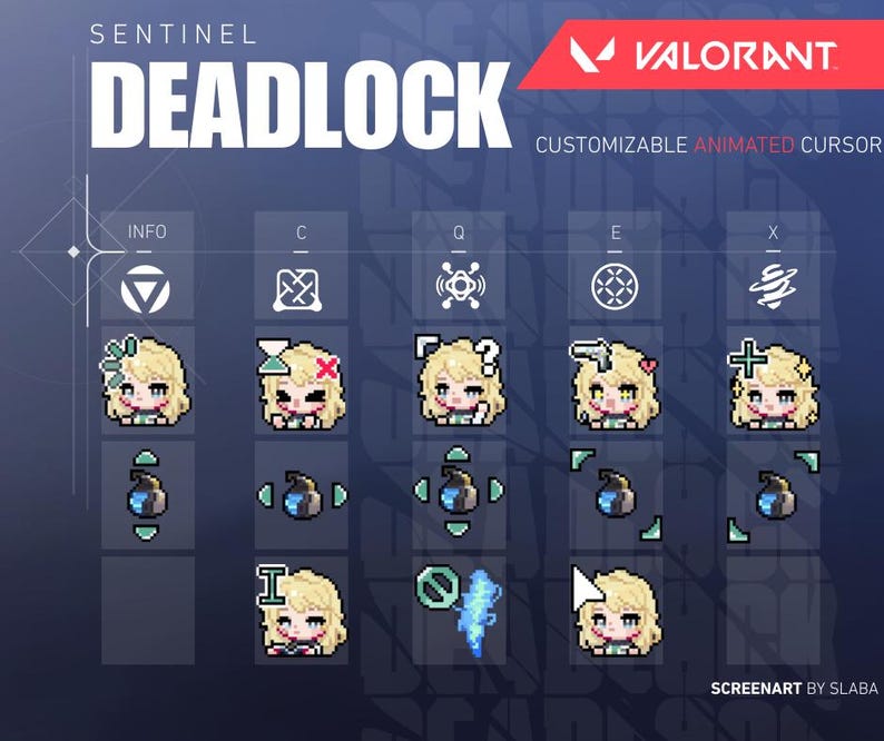 Deadlock Animated Pixel Art Cursor Set | Valorant Inspired Mouse ...