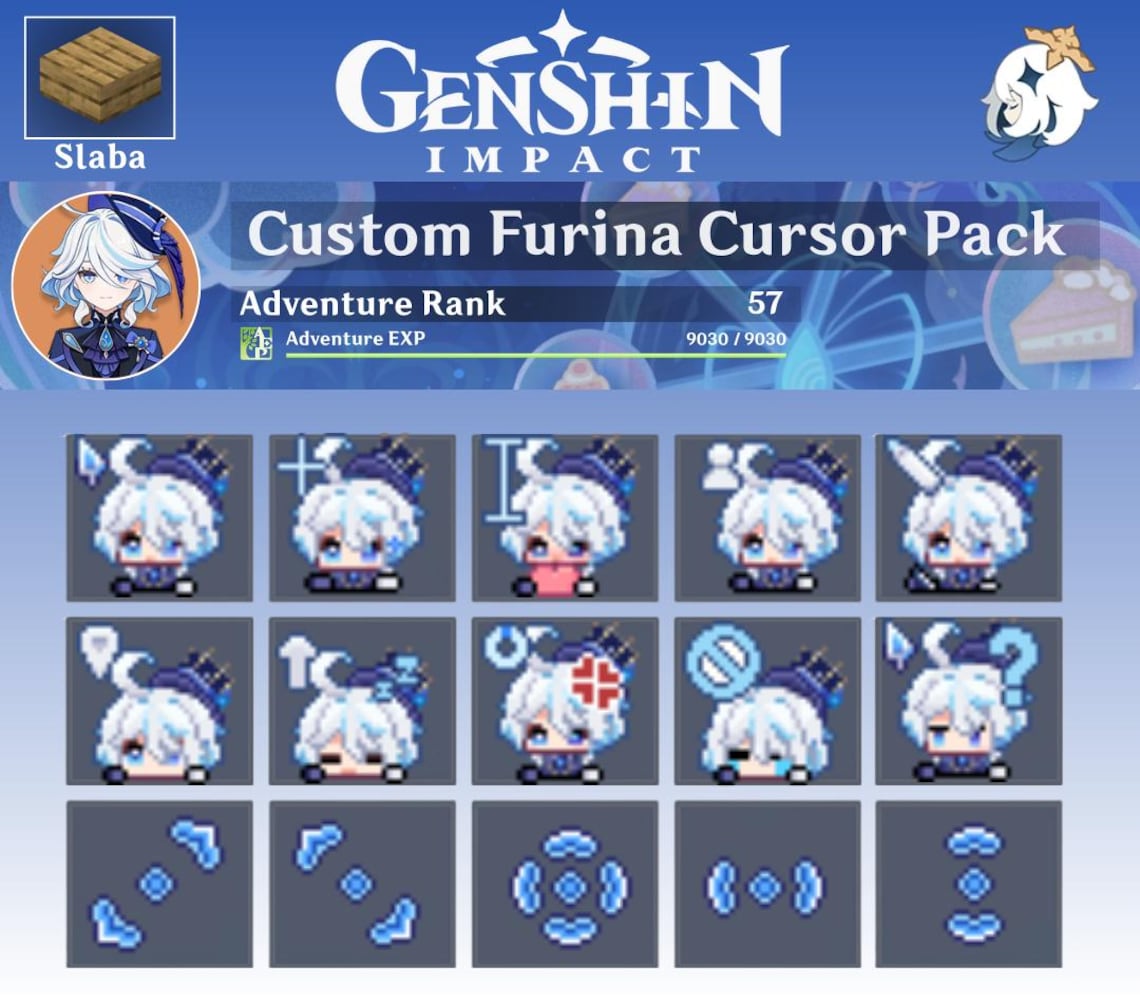Genshin Impact Furina Cursor Pack – Custom Animated Pixel Art Custom ...