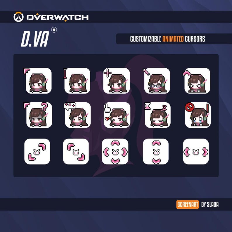 D.va Overwatch Animated Cursor Pack: Pixel Art Gaming Theme (windows Digital Download - Etsy
