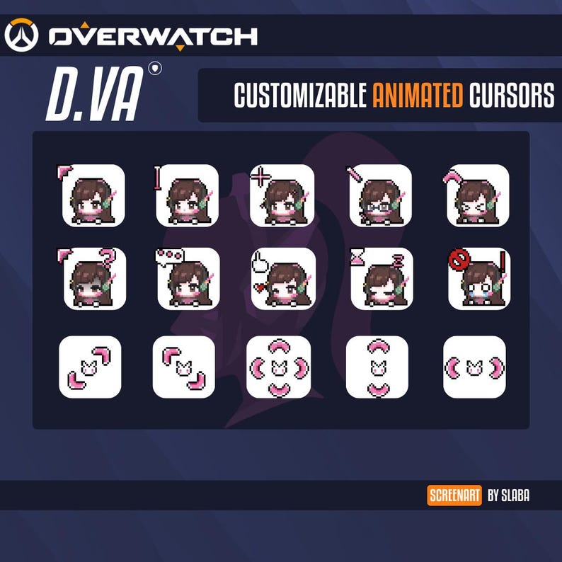 D.va Overwatch Animated Cursor Pack: Pixel Art Gaming Theme (windows Digital Download - Etsy