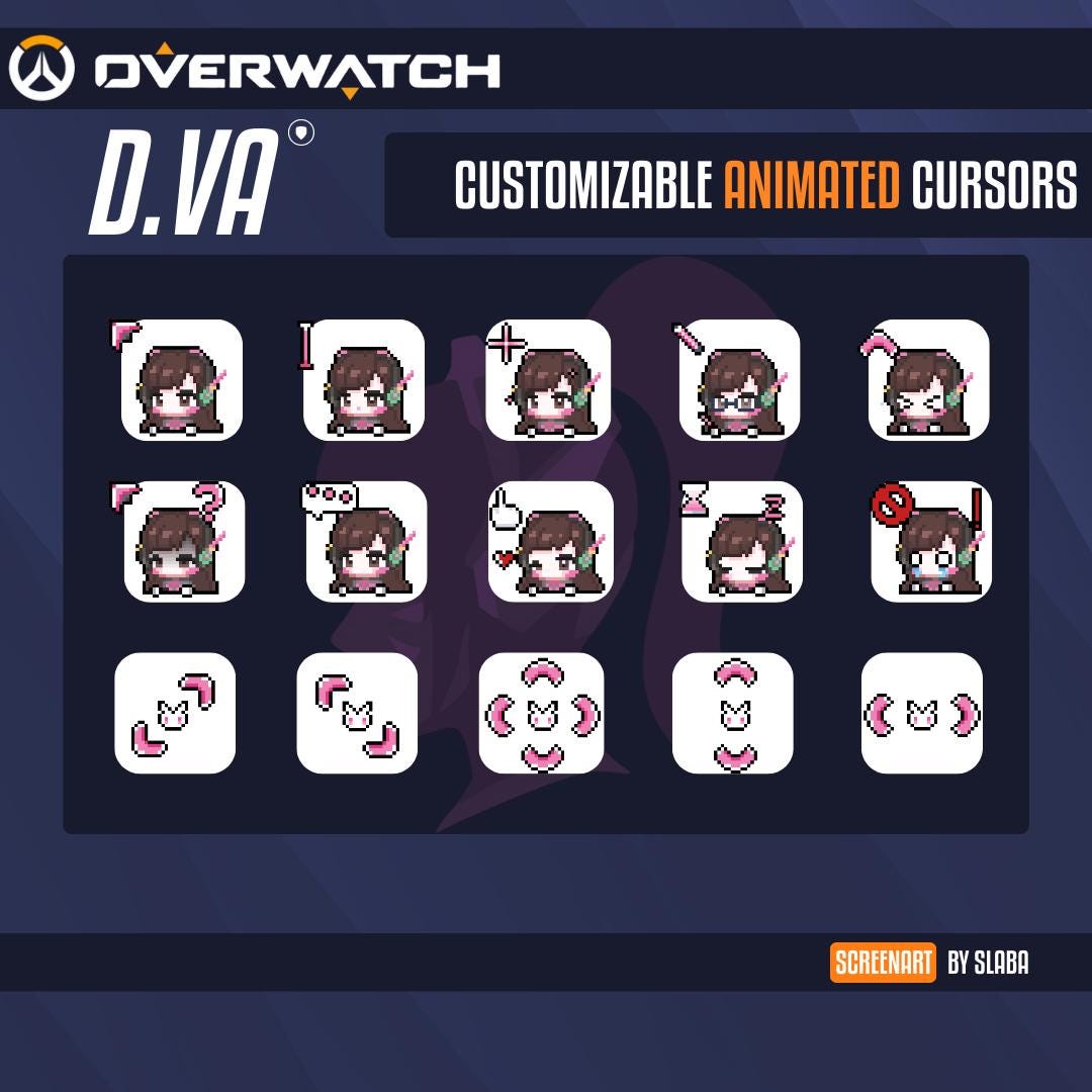 D.va Overwatch Animated Cursor Pack: Pixel Art Gaming Theme (windows Digital Download - Etsy