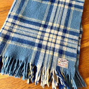 Vintage Quiltex Wool Pram Blanket Blue Yellow Cream Tartan Plaid ...