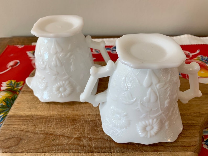 Vintage Imperial Glass Milk Glass Daisy Whimsy Cream and Sugar | Etsy