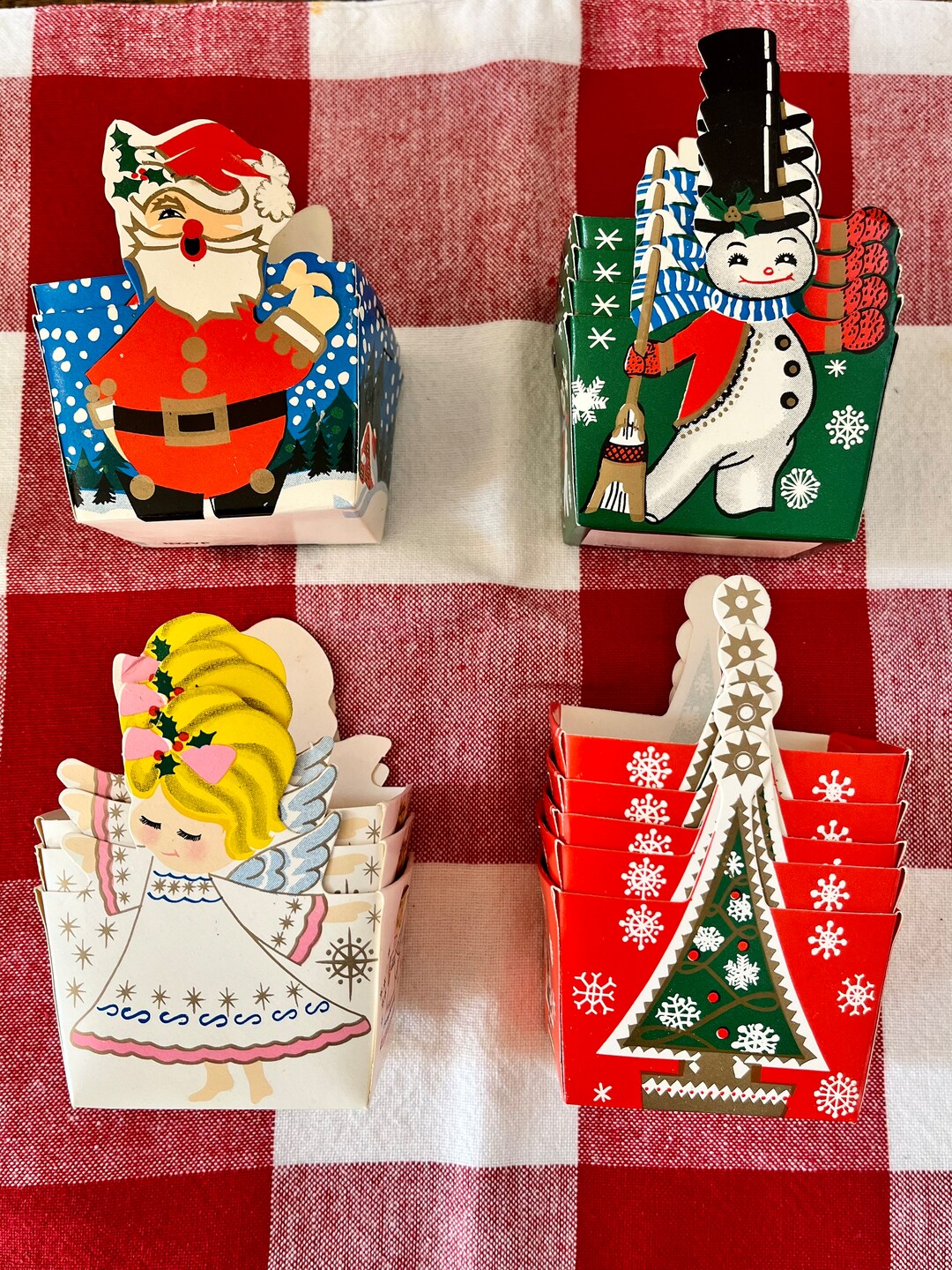 14 Vintage Christmas Paper Candy Nut Cup Containers Japan 4 Snowmen 2 ...