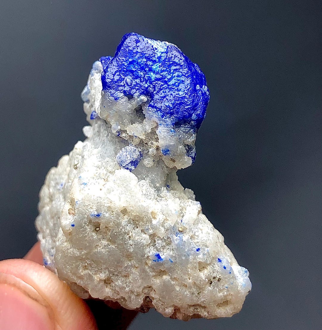 Natural Lazurite Crystal Specimen on a Calcite Matrix From Afghanistan ...