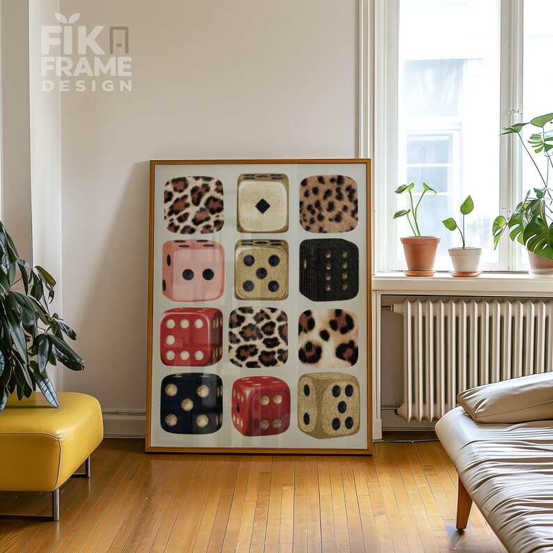 Leopard Print Dice Wall Art , Retro Casino Glam Poster , Trendy Game ...