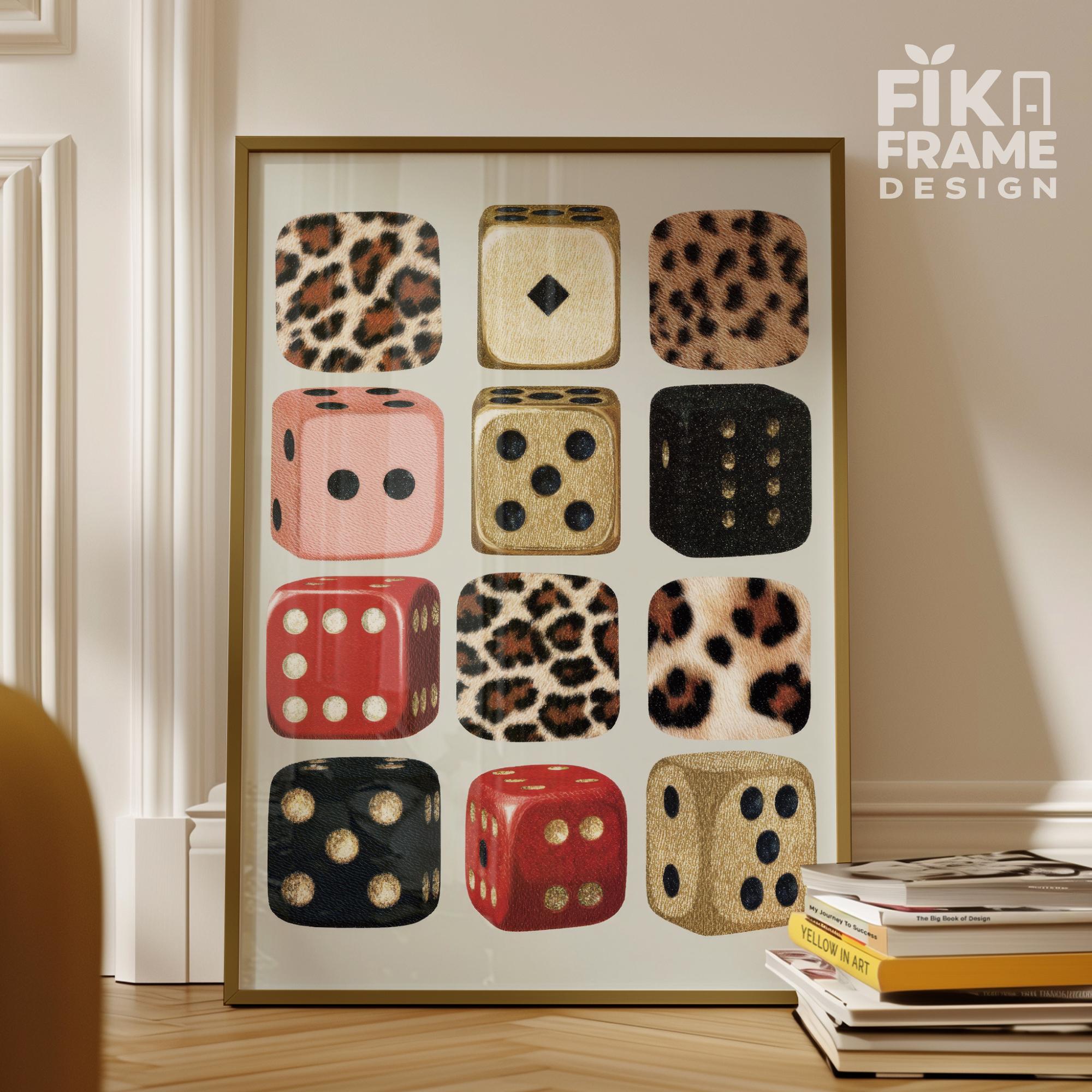 Leopard Print Dice Wall Art , Retro Casino Glam Poster , Trendy Game ...