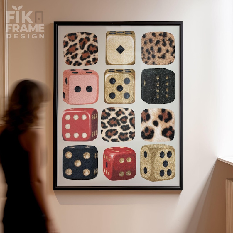 Leopard Print Dice Wall Art , Retro Casino Glam Poster , Trendy Game ...
