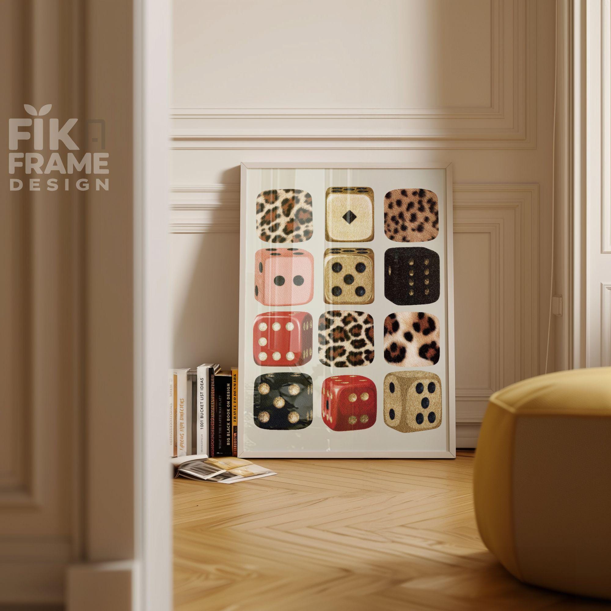Leopard Print Dice Wall Art , Retro Casino Glam Poster , Trendy Game ...