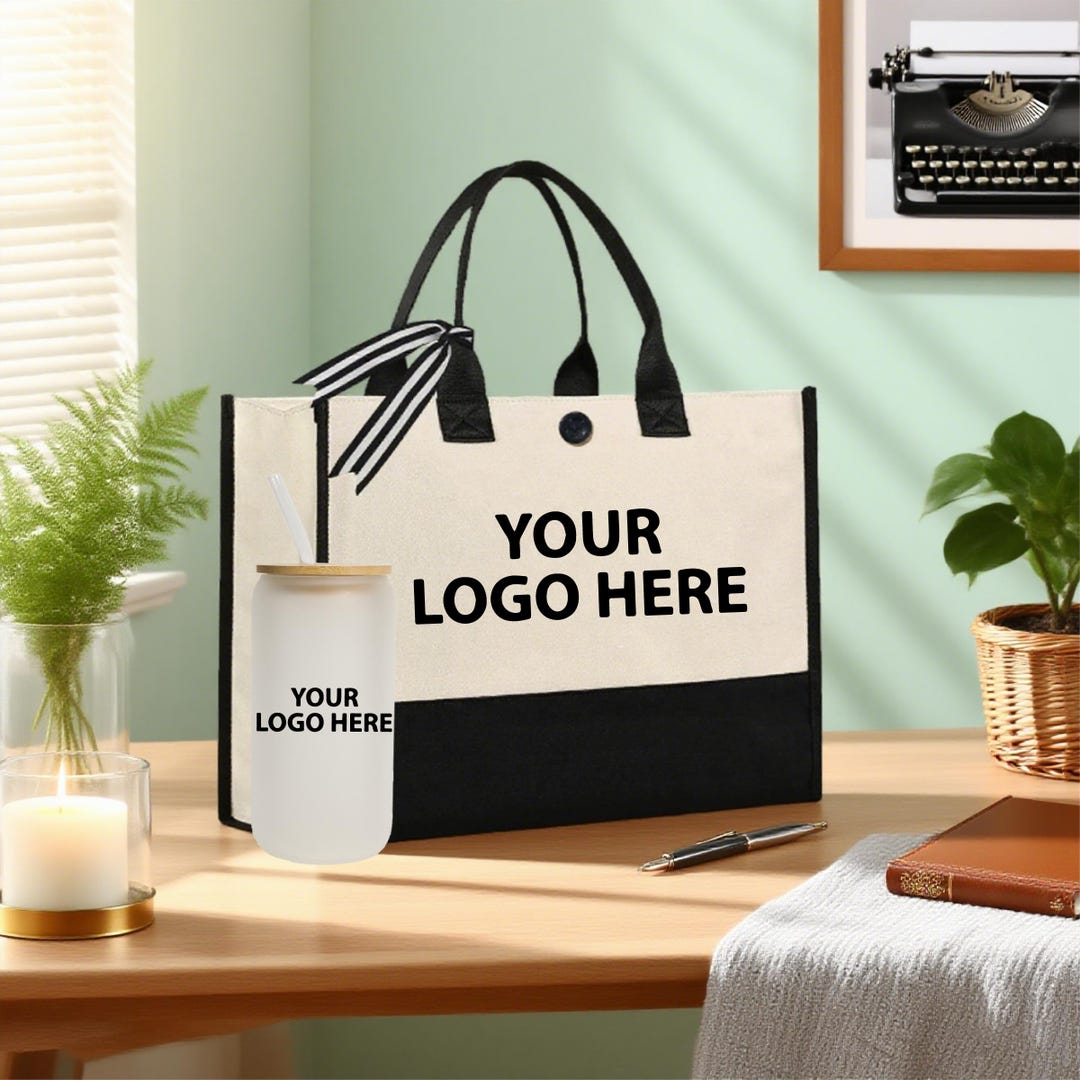 Custom Canvas Tote Bag: Personalized Logo Print Tote Bag - Etsy