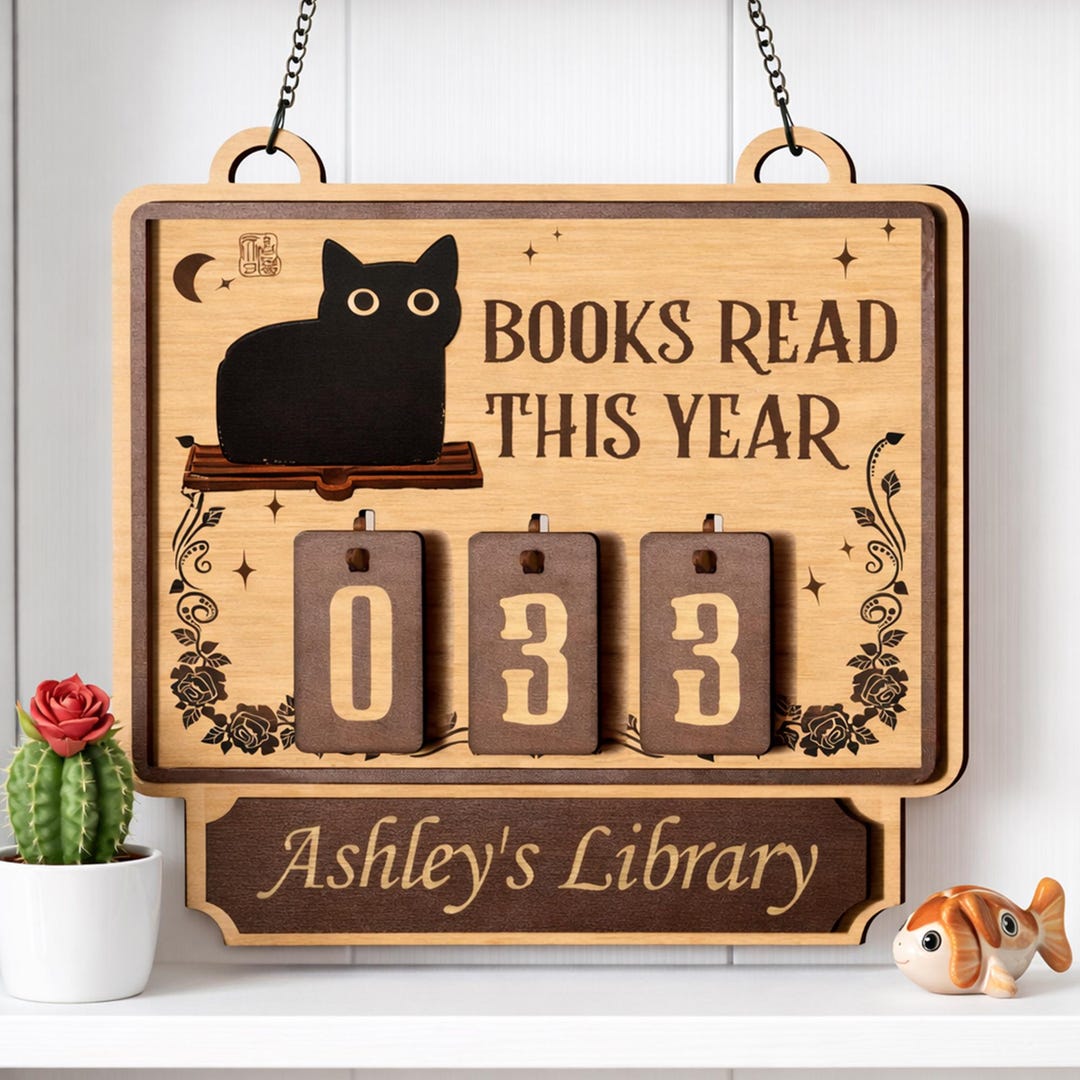 Personalized Cat Wooden Book Tracker, Library Reading Counter - Etsy