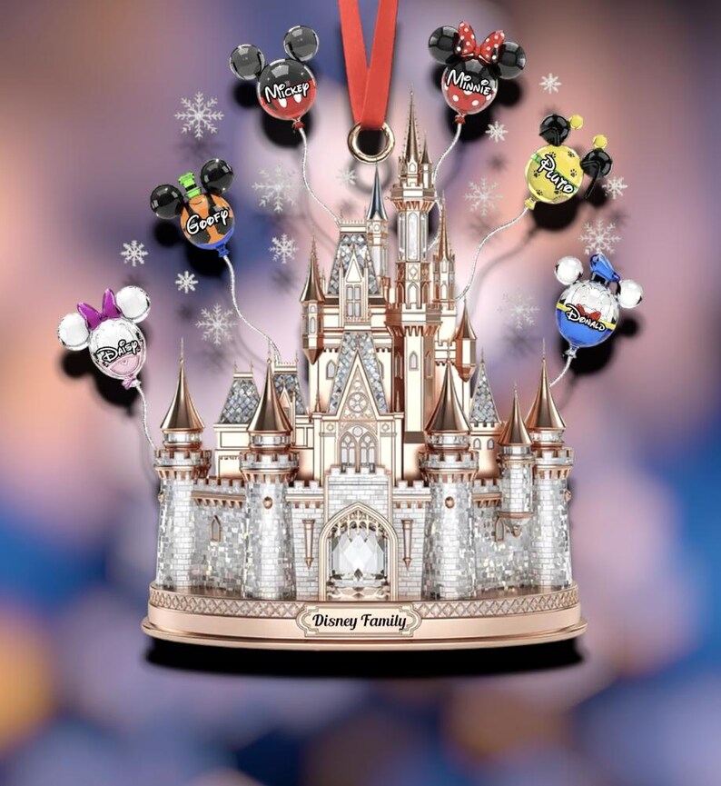 Personalized Disney Castle Balloon Family Ornament, Custom Acrylic ...
