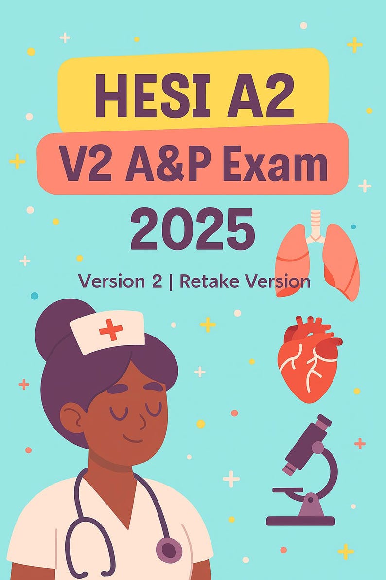 HESI A2 V2 Anatomy and Physiology Exam A&P Version 2 Retake Version - Etsy