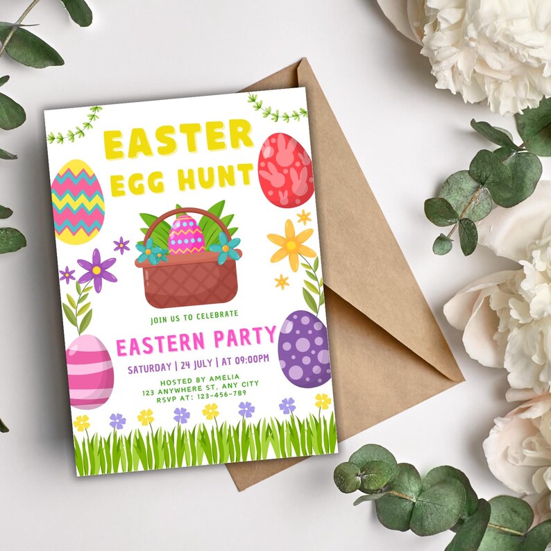 Easter Egg Hunt Invitation, My Peeps Spring Party, Canva Template ...