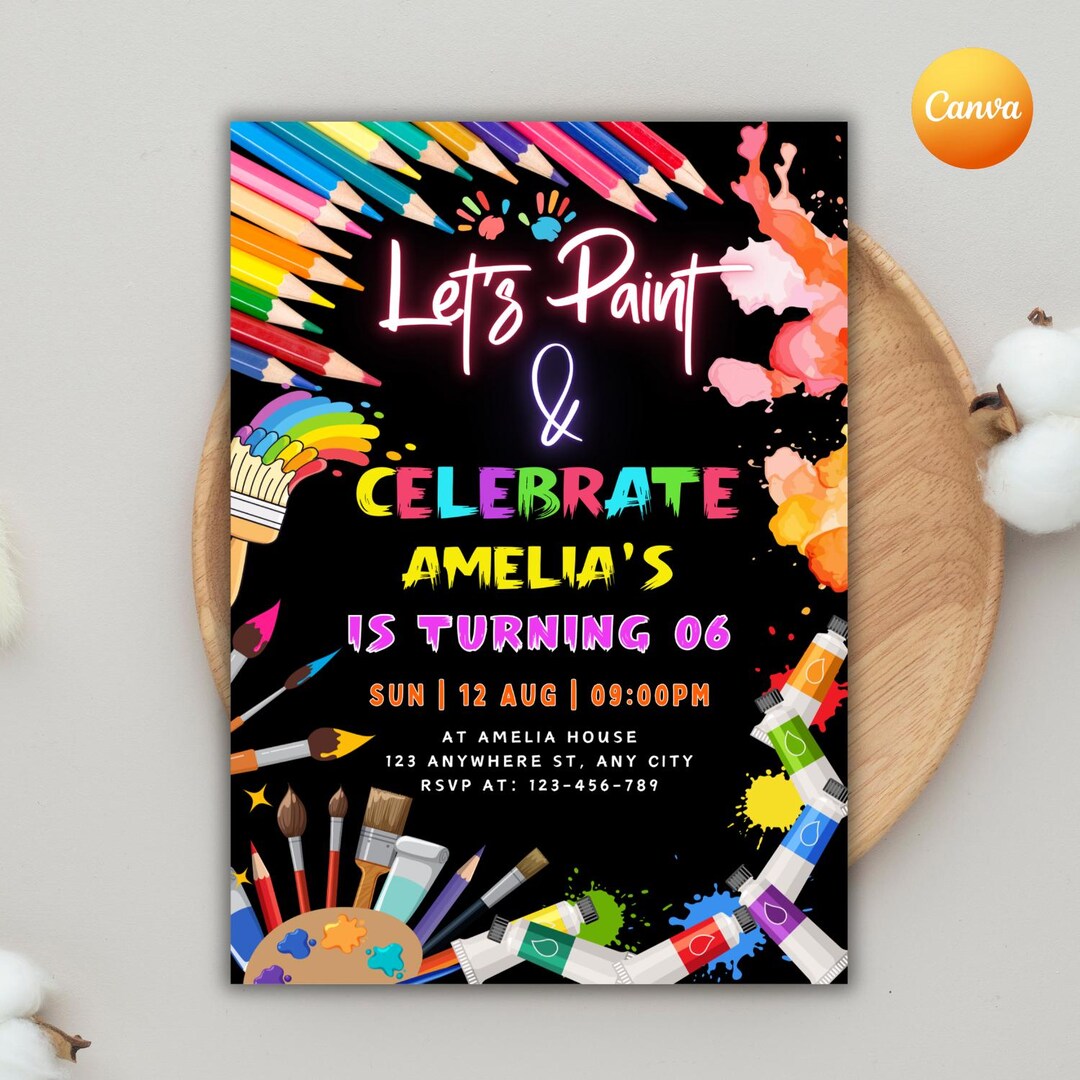 Editable Painting Party Invitation, Art Birthday Invite (printable) - Etsy