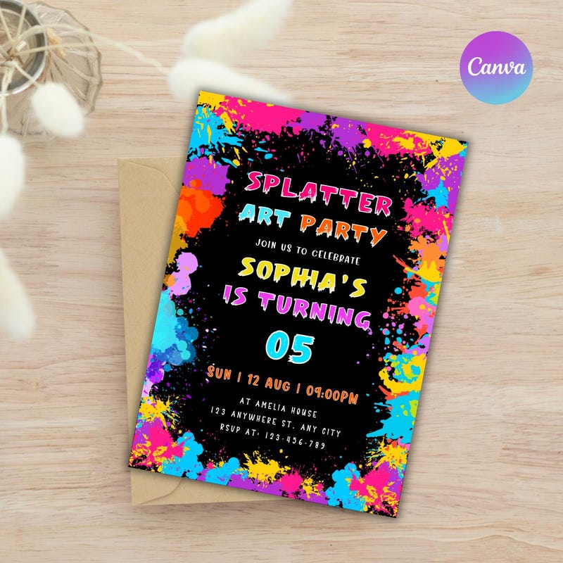 Paint Splatter Invitation - Etsy Canada
