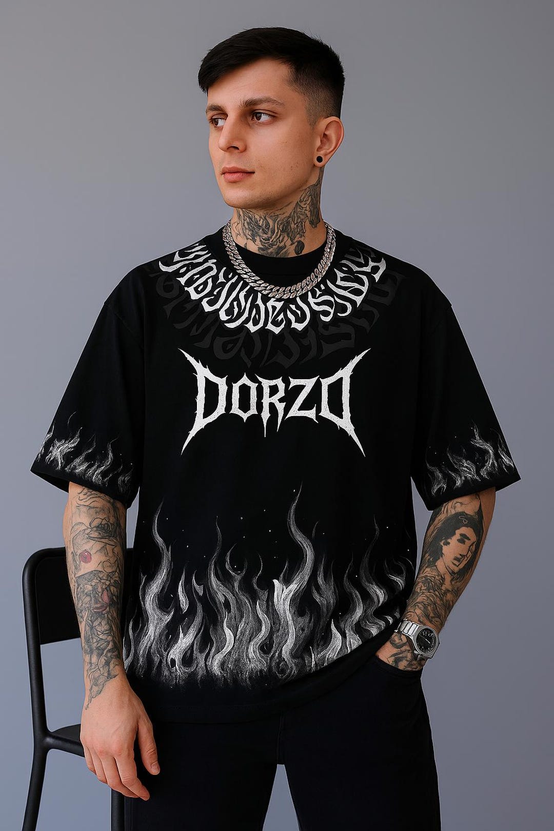 Gothic Black Oversized Acid Wash T-shirt — Unisex Grunge Tee- DORZO - Etsy