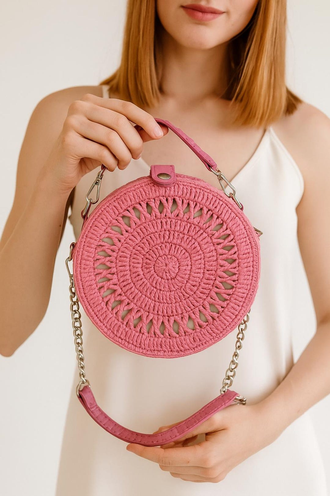 DIY Round Bag With Raffia Yarn Crochet Pattern, Digital PDF Tutorial ...
