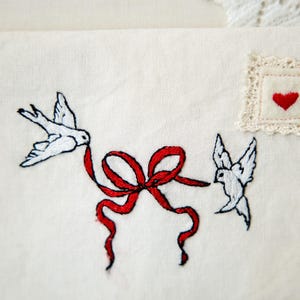 Hand Embroidered Love Letter Envelopes, Personalized Fabric Keepsake ...