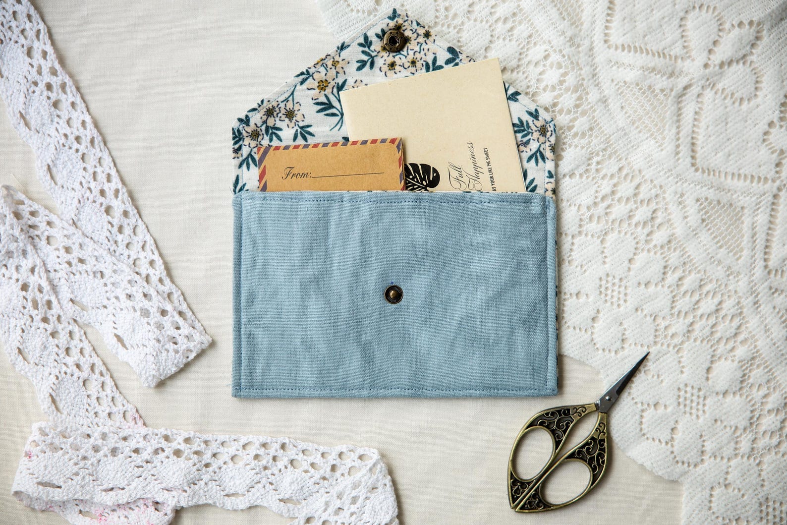 Hand Embroidered Love Letter Envelopes, Personalized Fabric Keepsake ...