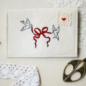 Hand Embroidered Love Letter Envelopes, Personalized Fabric Keepsake ...