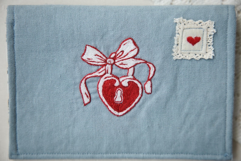 Hand Embroidered Love Letter Envelopes, Personalized Fabric Keepsake ...