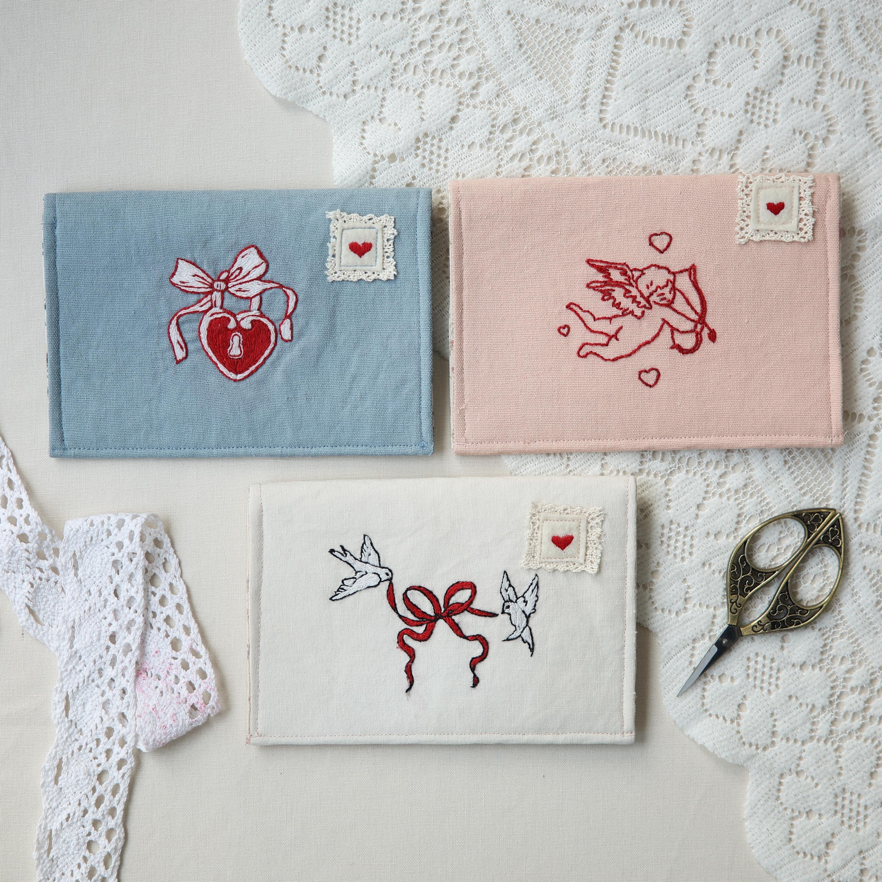 Hand Embroidered Love Letter Envelopes, Personalized Fabric Keepsake ...