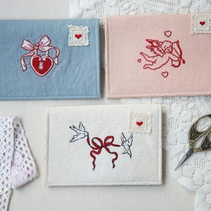 Hand Embroidered Love Letter Envelopes, Personalized Fabric Keepsake ...