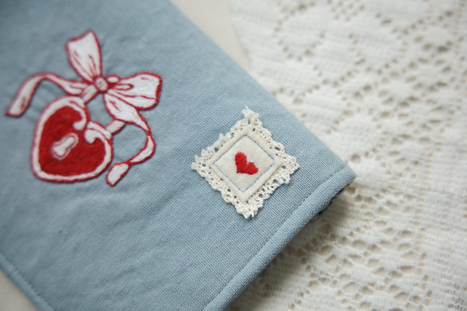 Hand Embroidered Love Letter Envelopes, Personalized Fabric Keepsake ...