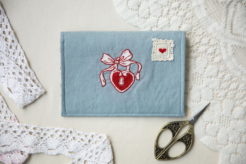 Hand Embroidered Love Letter Envelopes, Personalized Fabric Keepsake ...