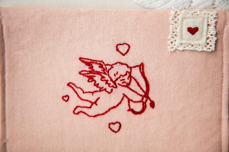 Hand Embroidered Love Letter Envelopes, Personalized Fabric Keepsake ...