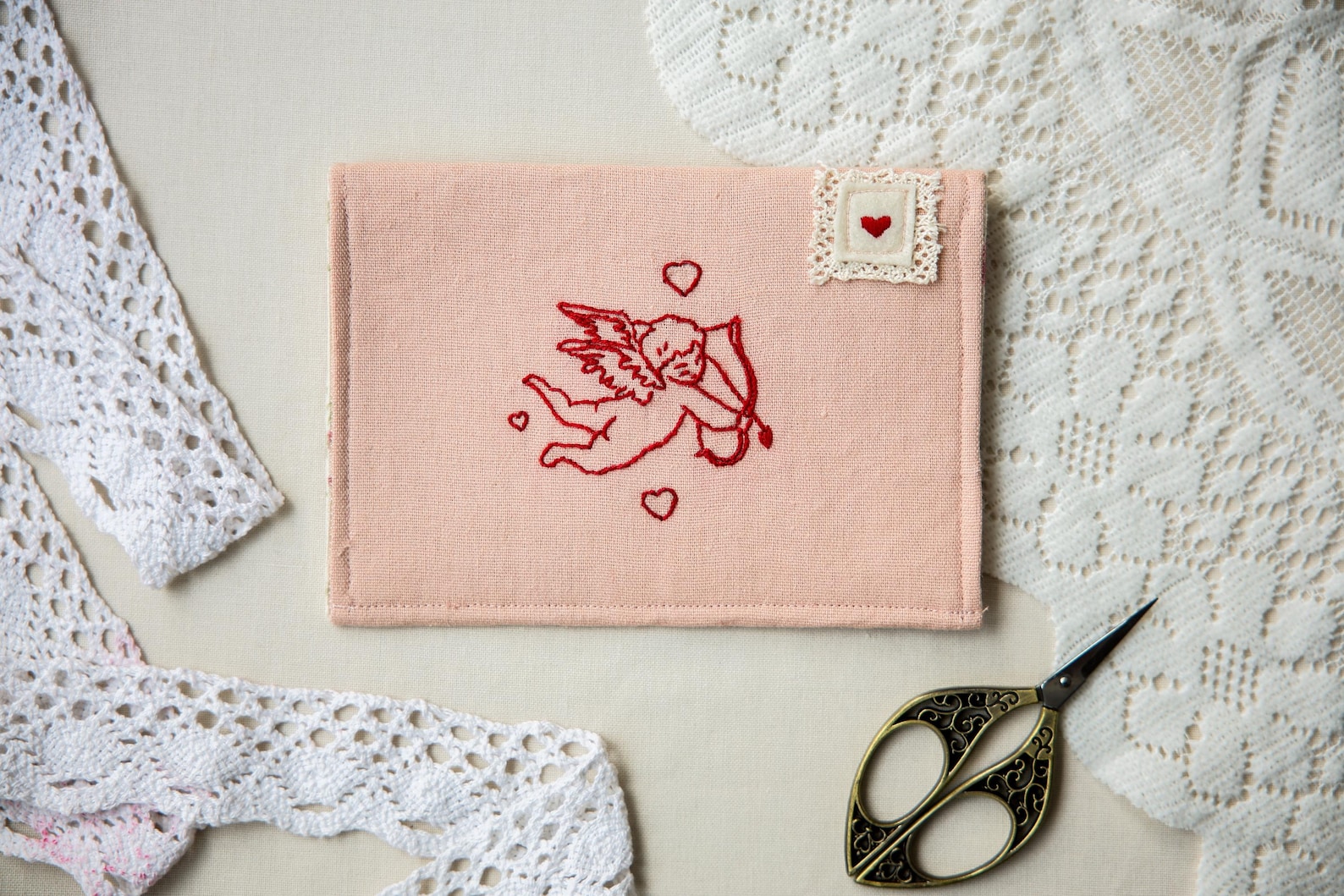 Hand Embroidered Love Letter Envelopes, Personalized Fabric Keepsake ...