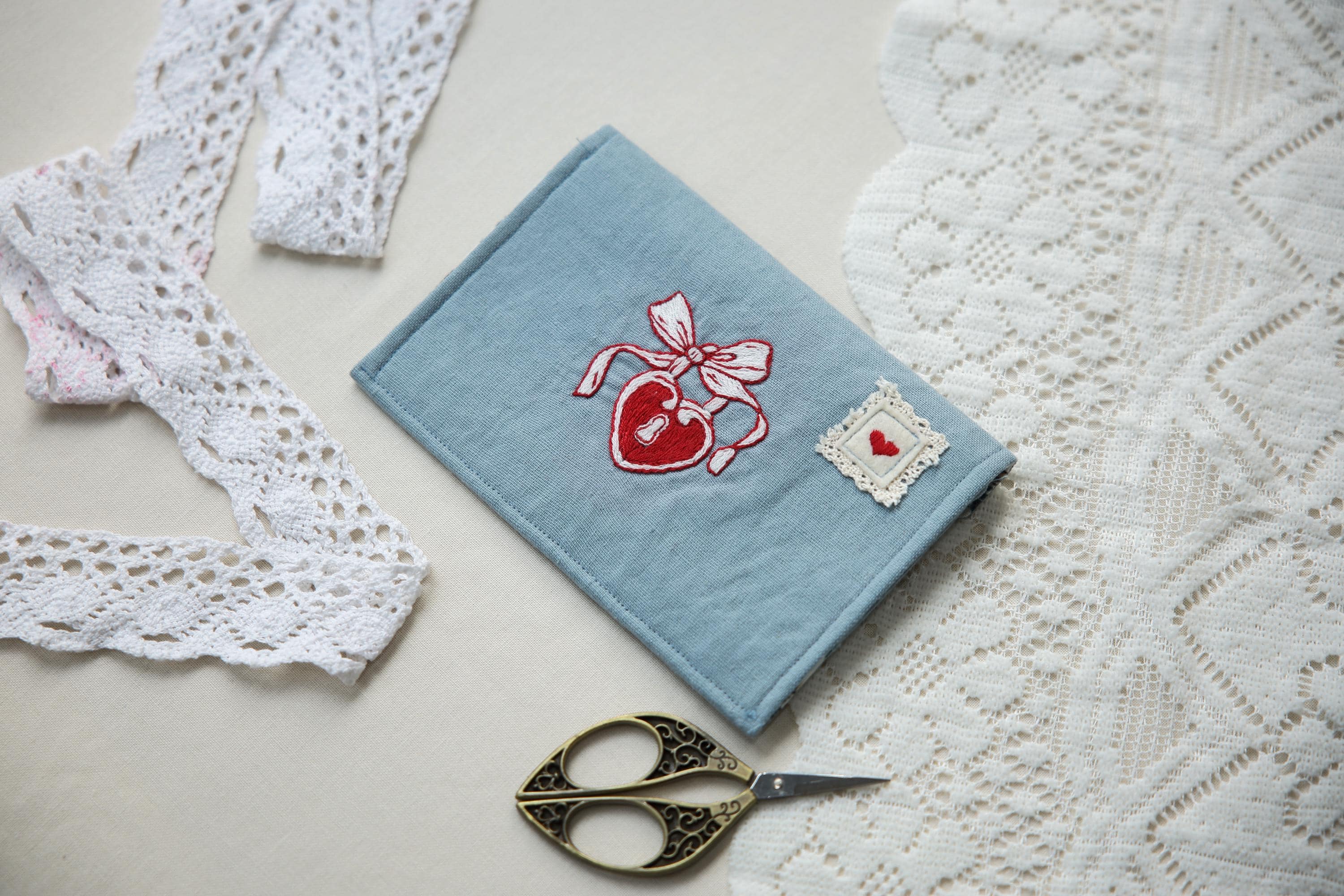 Hand Embroidered Love Letter Envelopes, Personalized Fabric Keepsake ...