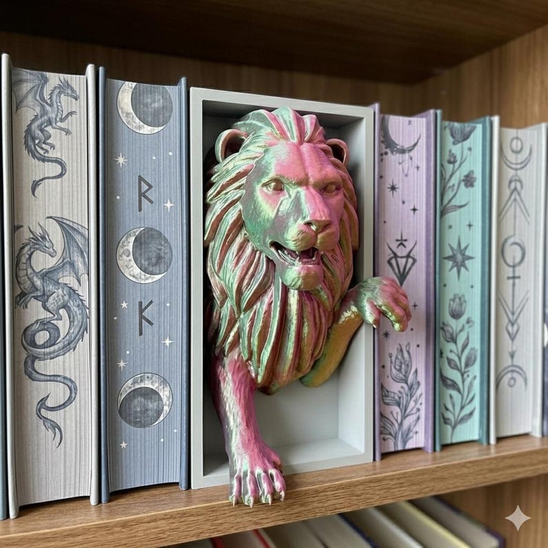 3D Book Nooks Lioness Statue, 3D Printed Library Booknook Shelf ...