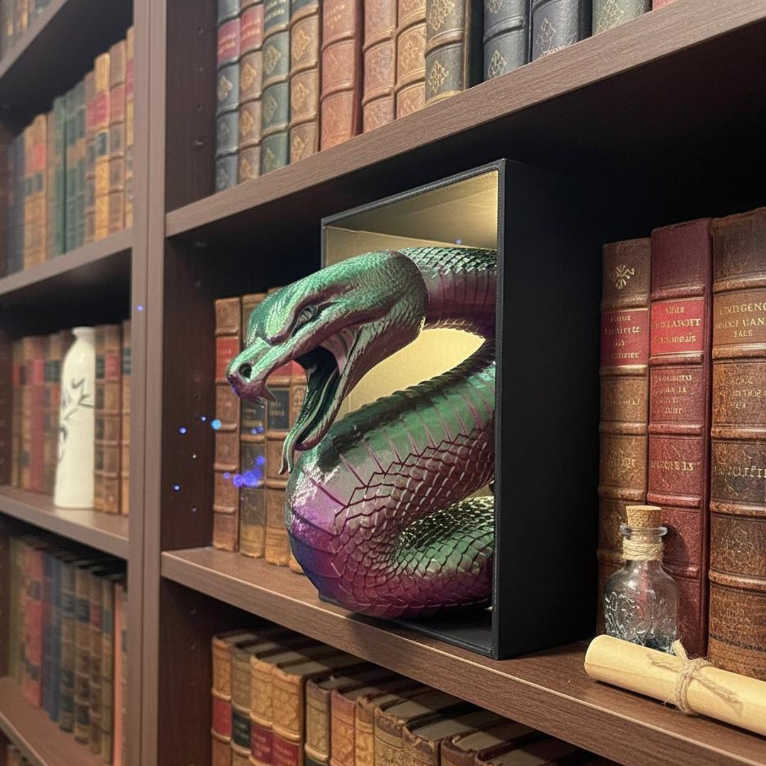3D Printed Book Nook Snake Decor: Fantasy Bookshelf Insert Gift for ...