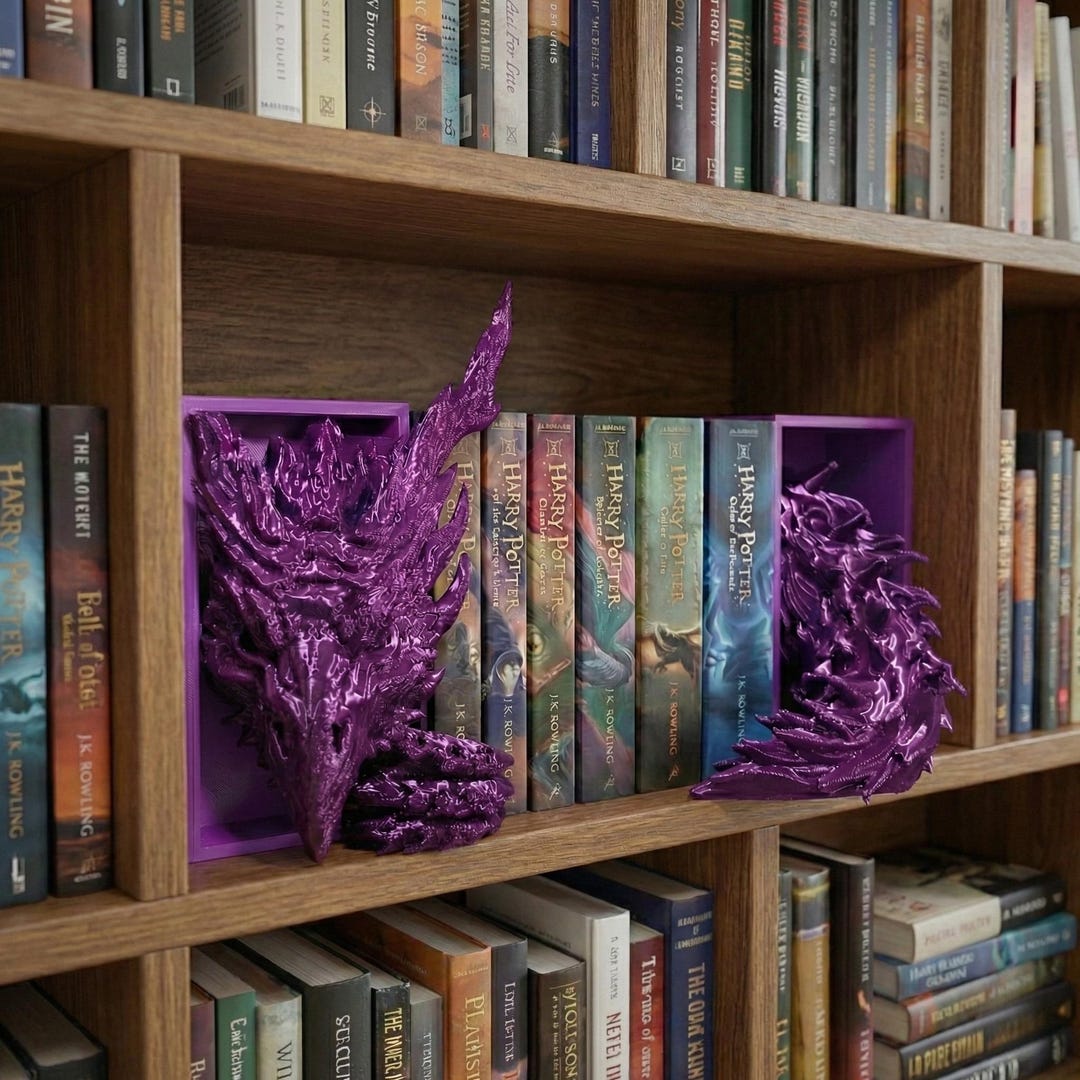 Dragon Book Nook: 3D Printed Fantasy Shelf Decor, Gift for Book Lovers ...