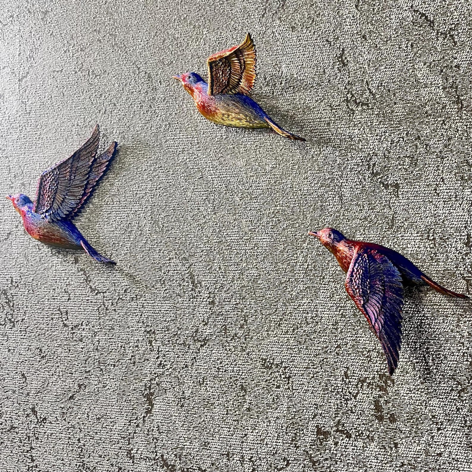 3D Printed Flying Swallow Wall Art: Set of 3, Colorful Bird Home Gift ...
