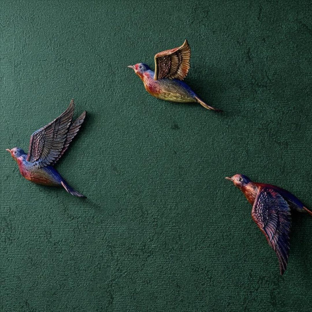 Wall Decor Set of 3 3D Printed Flying Swallows Colorful Bird Nature ...