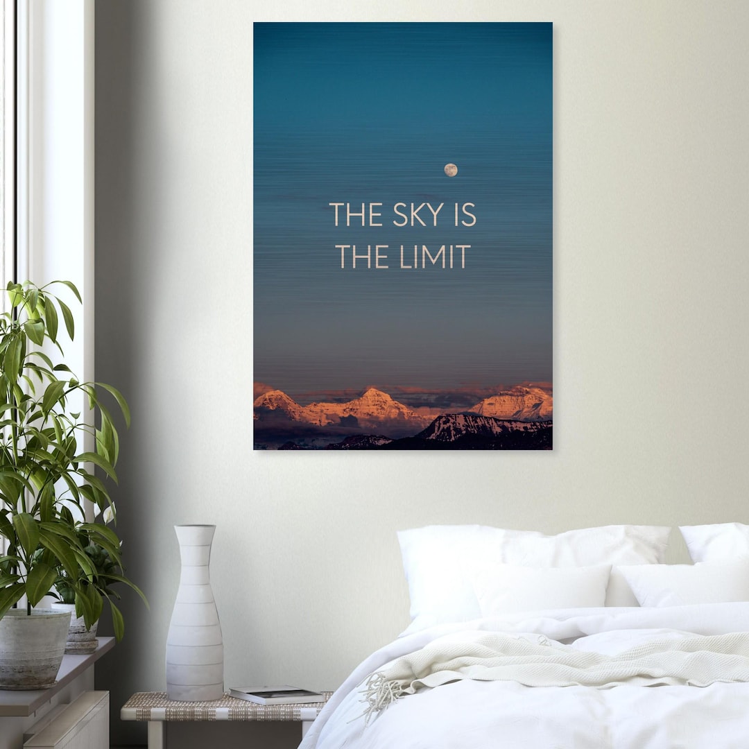 Motivational Poster - Sky is the Limit - Brushed Aluminum Print - Etsy