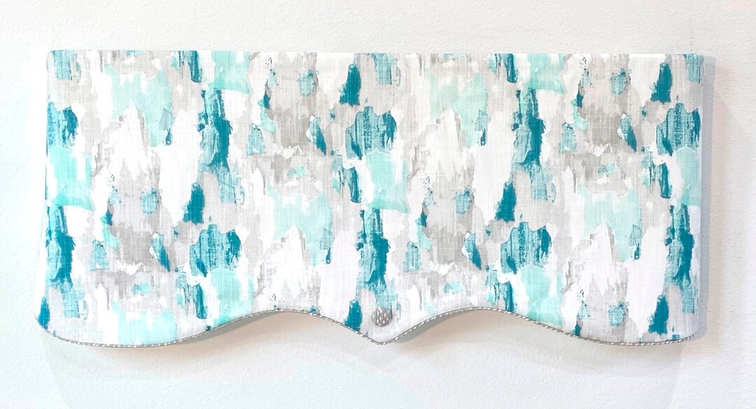Blue White Gray Window Valance Cornice Cording Cotton Slub Home Decor ...