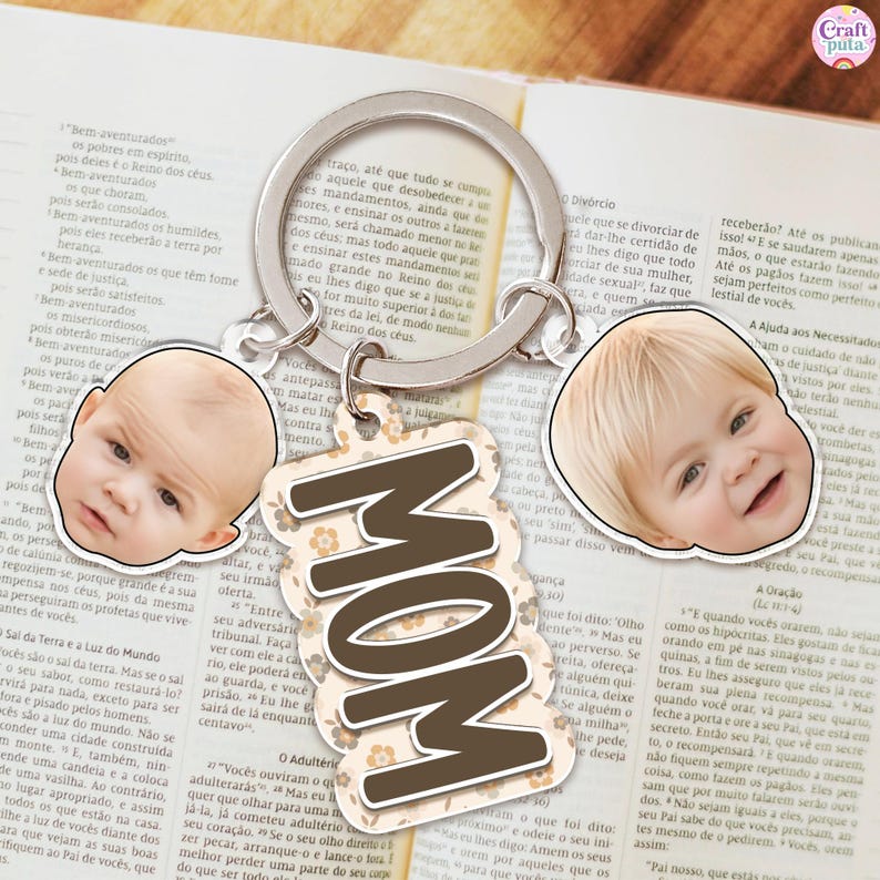 Personalized Grandma Photo Keychain With Kids Faces, Custom Acrylic ...
