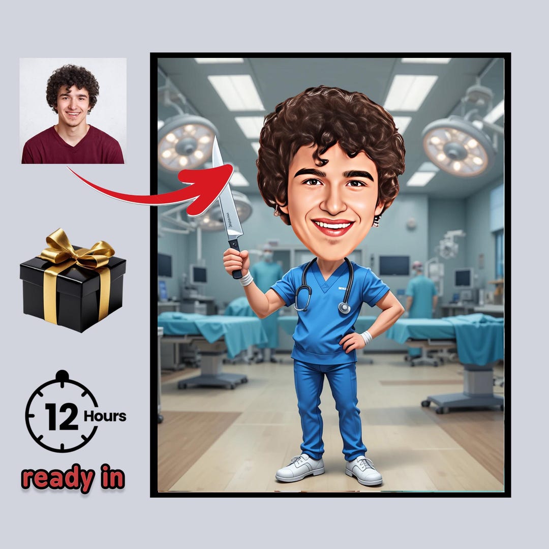 Personalized Doctor Caricature Portrait – Unique Medical Gift (digital ...