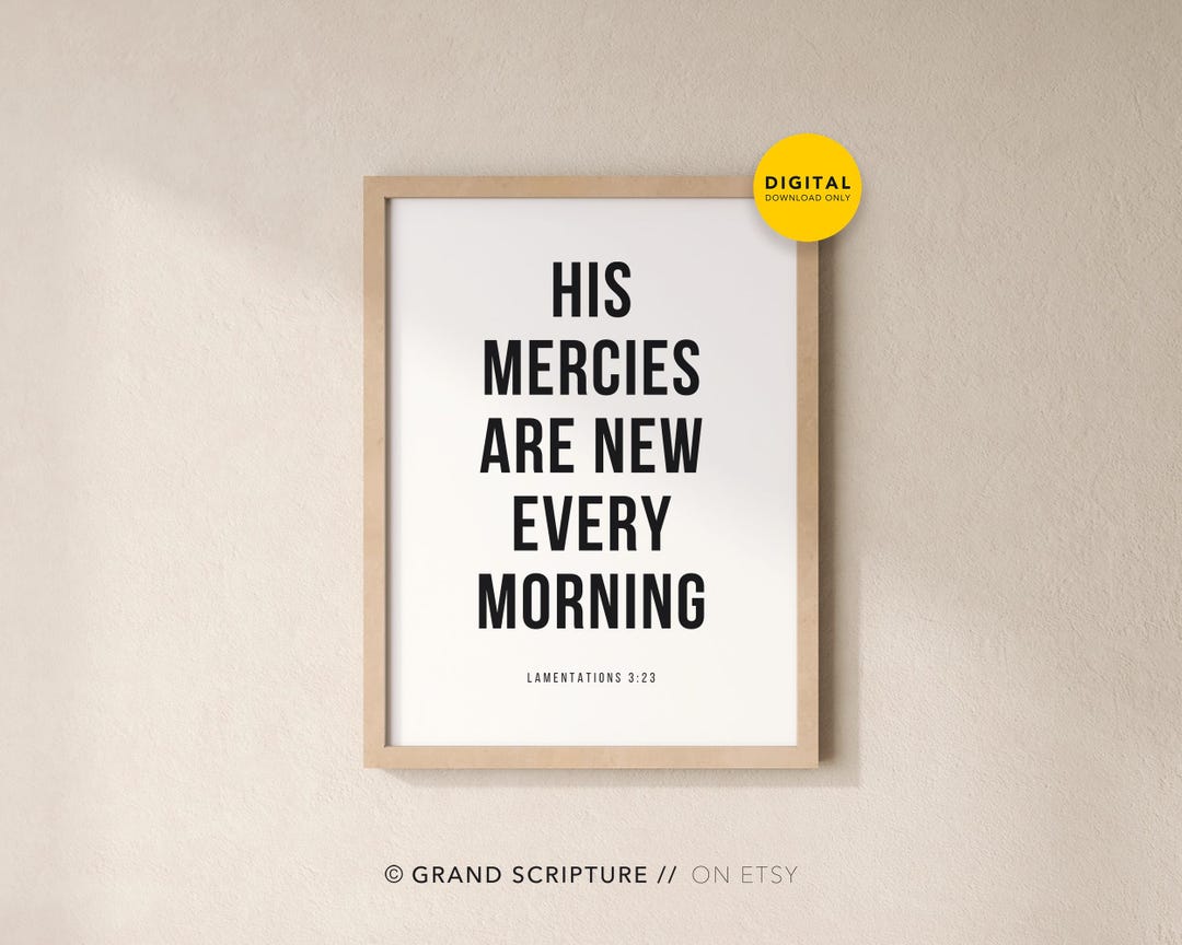Lamentations 3:23 Bible Verse Printable Wall Art, Christian Spiritual ...