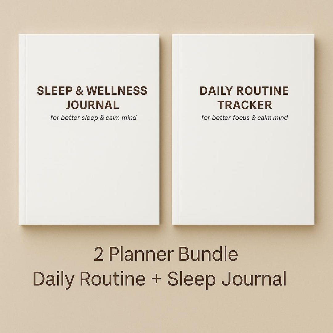 Daily Routine + Sleep Journal Bundle | Minimalist Wellness Planner Set ...