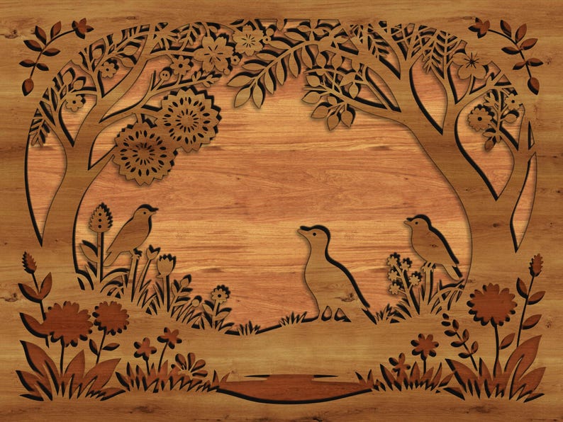 Laser Cut Files : Layered Woodland Birds SVG, DXF, 3-layer, Floral Arch ...