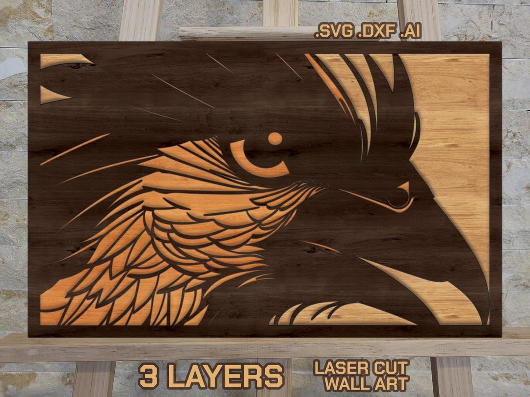 Laser Cut Files : Layered Eagle Head SVG, DXF, Vector, Template, Bird ...