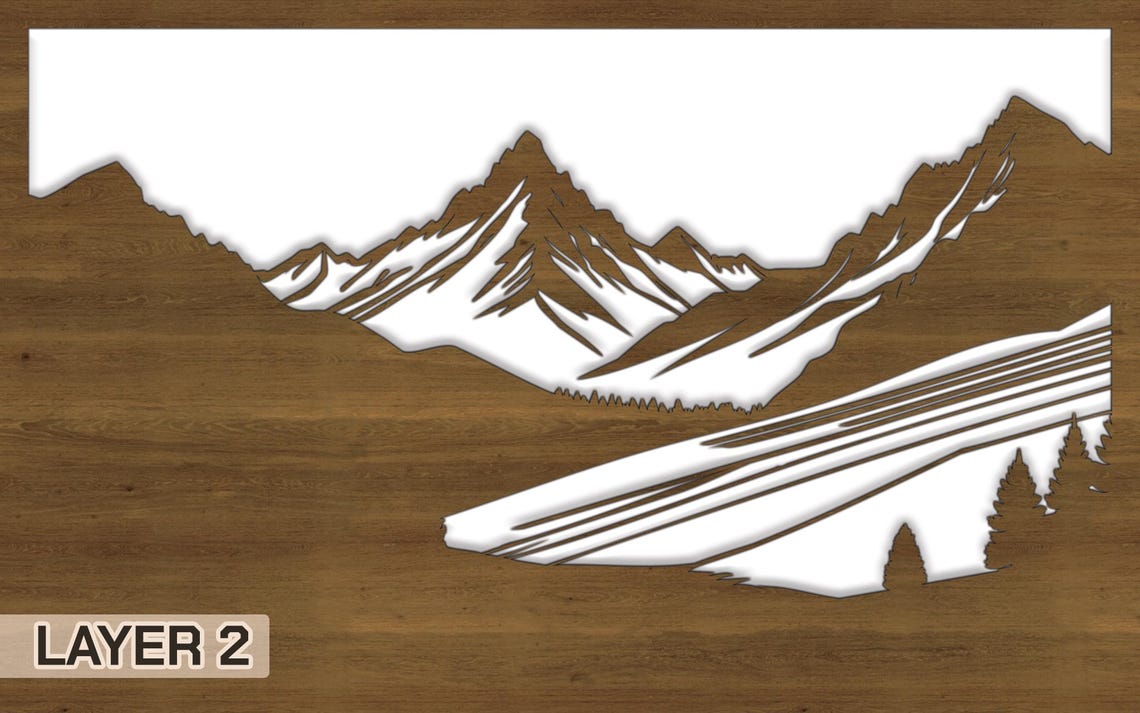 Laser Cut Files : Layered Mountain Forest SVG, DXF, Vector, Template ...