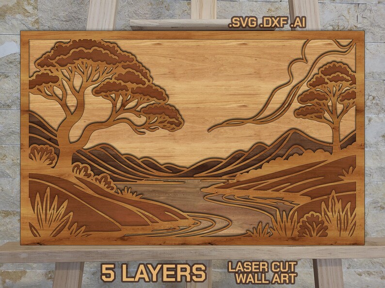 Laser Cut Files : Layered River Valley SVG, DXF, Vector, Template ...